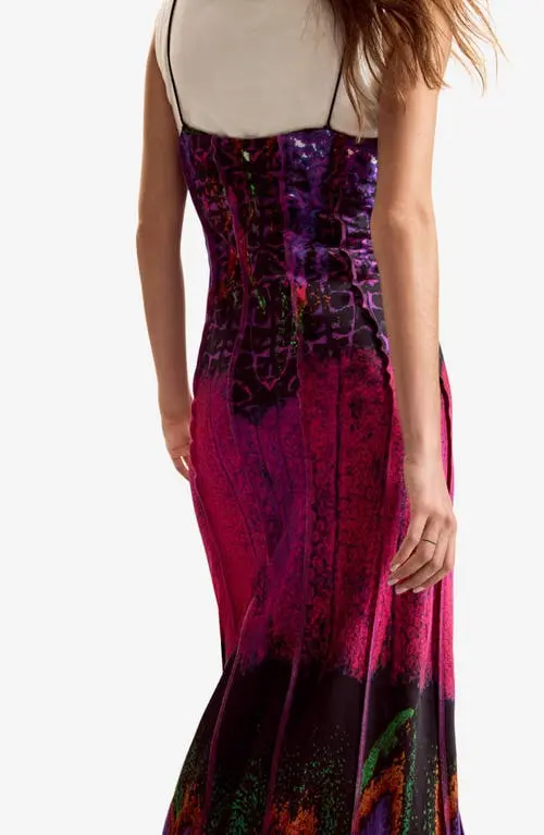 Desigual Mixed Media Print Midi Dress