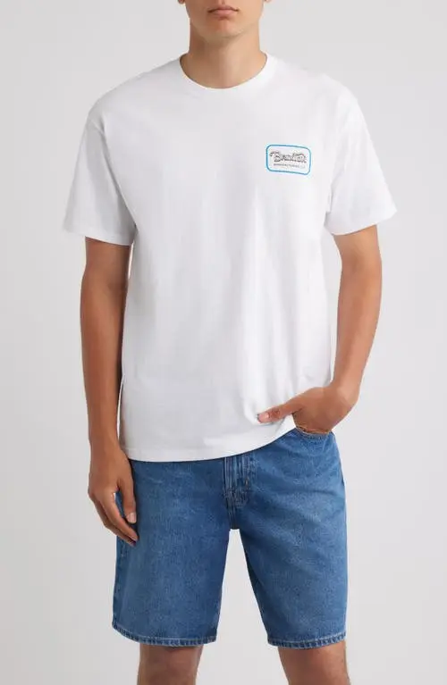 Brixton Grade Graphic T-shirt - White/washed Black/medium Blue