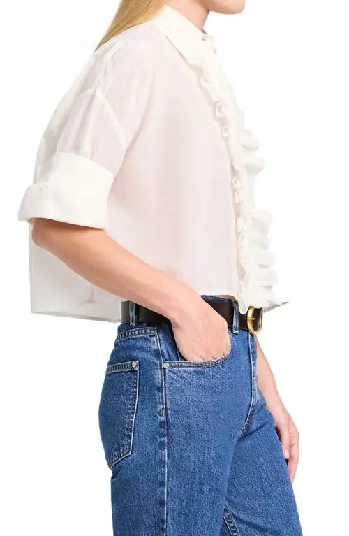 TWP Ruffle Crop Shirt - Ivory