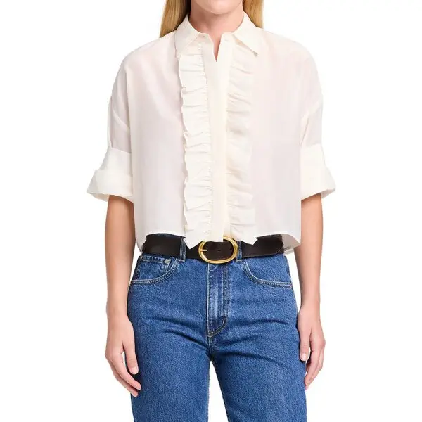 TWP Ruffle Crop Shirt - Ivory