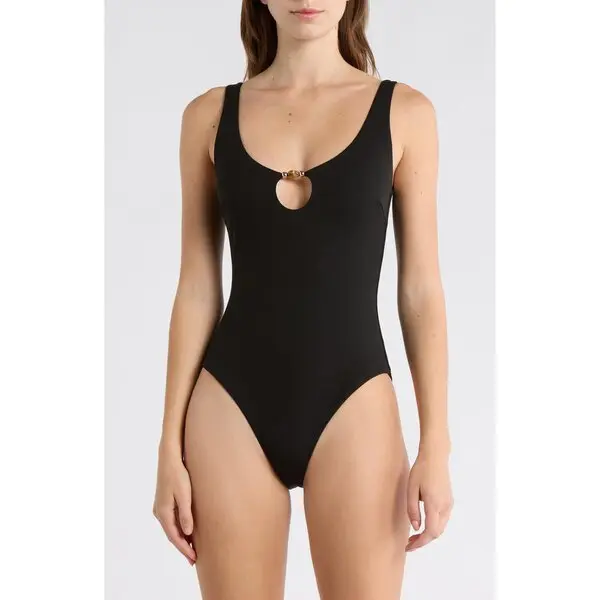 MILLY Center Bead One-piece Swimsuit - Black