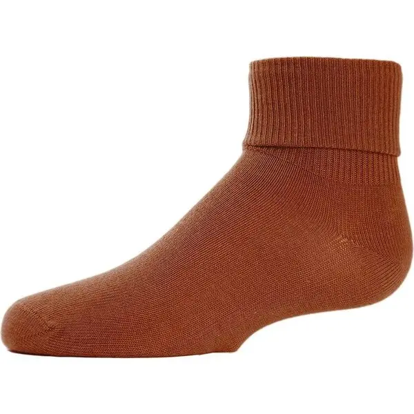 MEMOI Ribbed Triple-roll-cuff Ankle Socks - Bombay Brown
