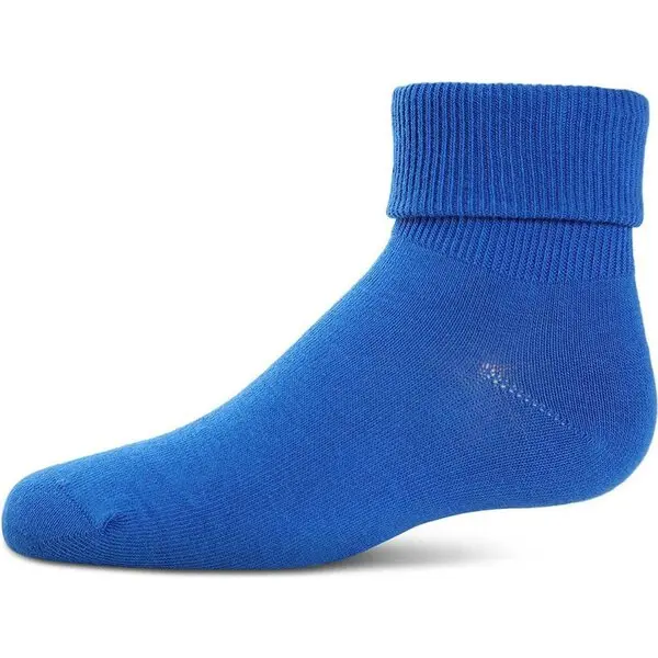 MEMOI Ribbed Triple-roll-cuff Ankle Socks - Cobalt