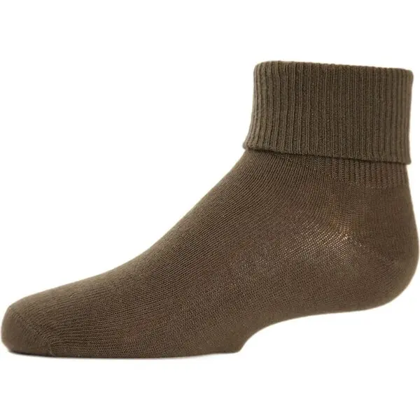 MEMOI Ribbed Triple-roll-cuff Ankle Socks - Dark Olive