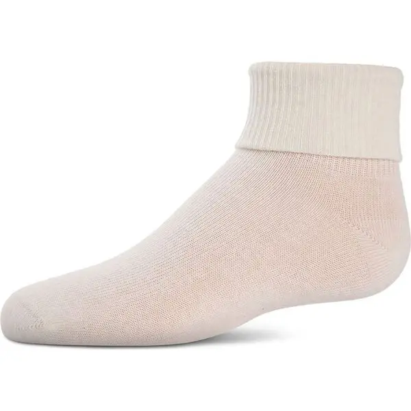 MEMOI Ribbed Triple-roll-cuff Ankle Socks - Ivory