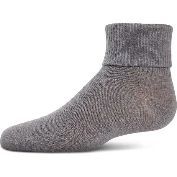 MEMOI Ribbed Triple-roll-cuff Ankle Socks - Light Gray