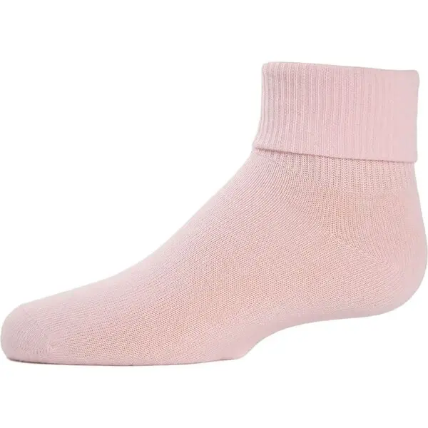 MEMOI Ribbed Triple-roll-cuff Ankle Socks - Light Pink