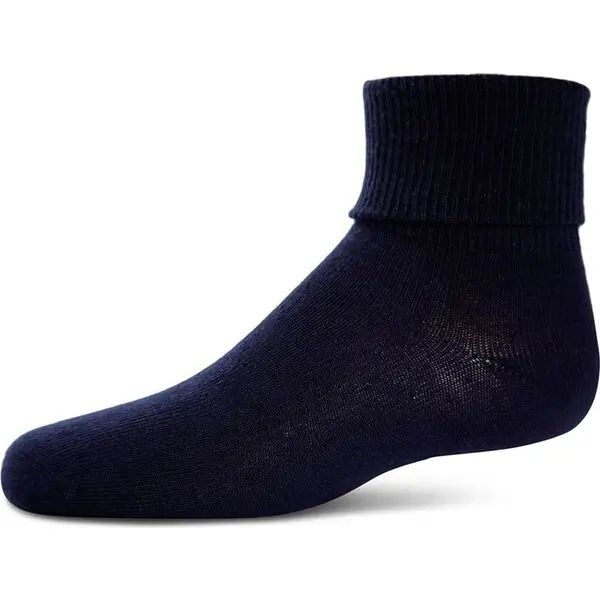 MEMOI Ribbed Triple-roll-cuff Ankle Socks - Navy