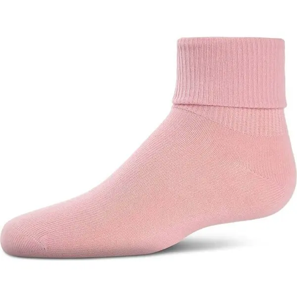 MEMOI Ribbed Triple-roll-cuff Ankle Socks - Rose Pink