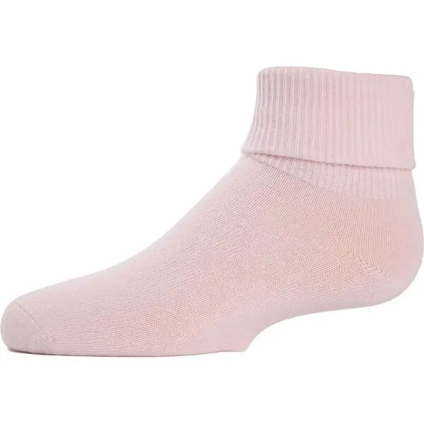 MEMOI Ribbed Triple-roll-cuff Ankle Socks - Soft Pink