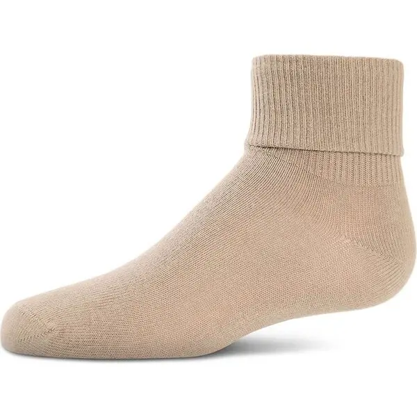 MEMOI Ribbed Triple-roll-cuff Ankle Socks - Tan