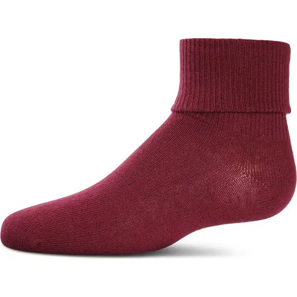 MEMOI Ribbed Triple-roll-cuff Ankle Socks - Zinfandel