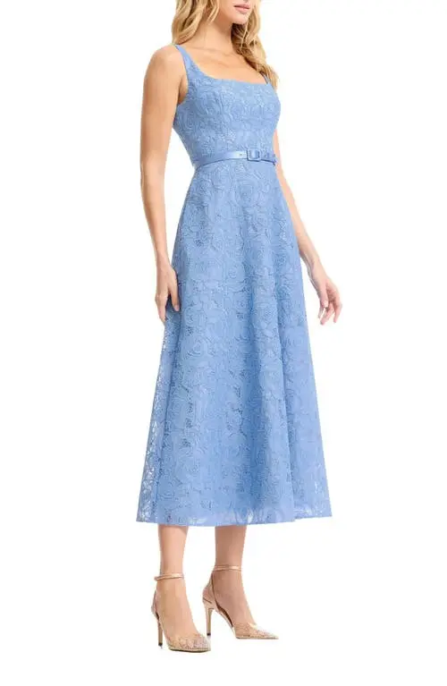Dress The Population Floral Guipure Lace Cocktail Midi Dress