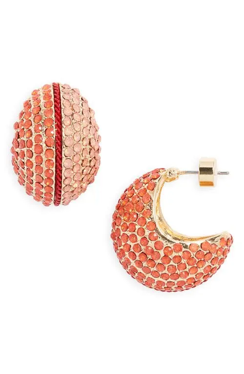 Nordstrom Pavé Orb Huggie Hoop Earrings - Orange Multi- Gold