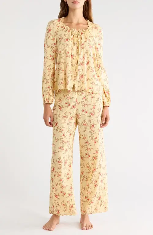 REFORMATION Paloma Lace Trim Cotton Blend Pajamas - Wistful