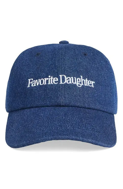 FAVORITE DAUGHTER Washed Denim Baseball Cap - Dark Wash