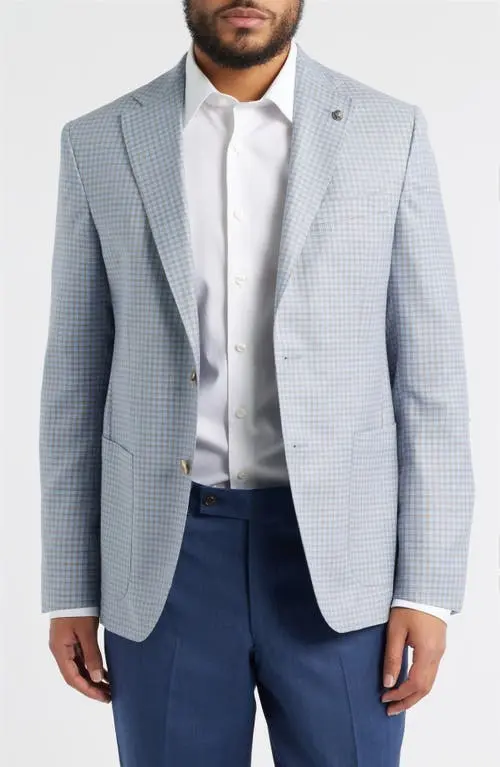 JACK VICTOR Morton Contemporary Fit Graph Check Wool Sport Coat - Light Blue