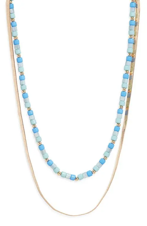 Nordstrom Set Of Beaded And Snake Chain Necklaces - Blue Multi- Gold