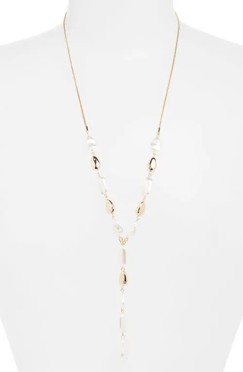 Nordstrom Baroque Faux Pearl Y-necklace - Clear- White- Gold