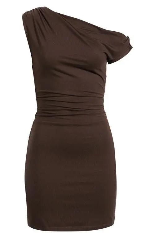 REFORMATION Belle One-shoulder Knit Dress - Mole