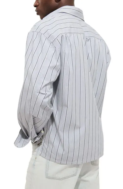ALEX MILL Franklin Loose Fit Stripe Cotton Button-up Shirt - Ivory/blue