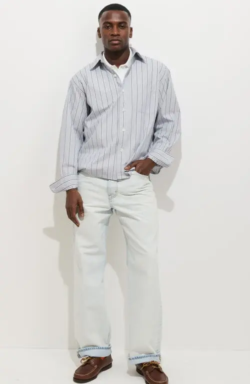 ALEX MILL Franklin Loose Fit Stripe Cotton Button-up Shirt - Ivory/blue