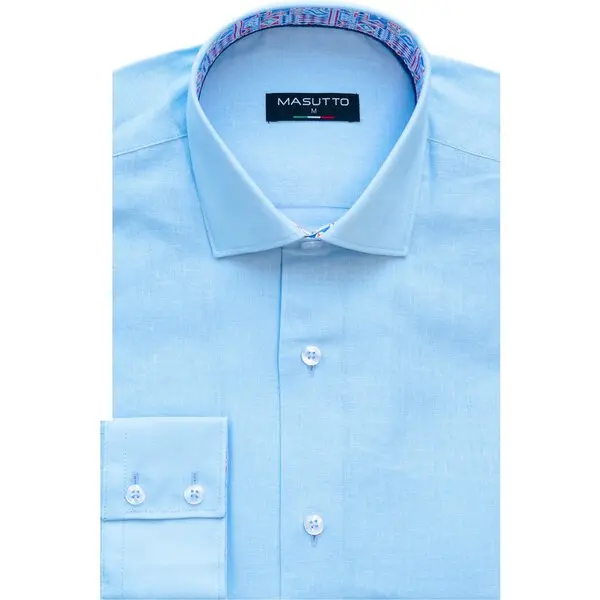 MASUTTO Cosimo Linen Button-up Long Sleeve Shirt - Blue