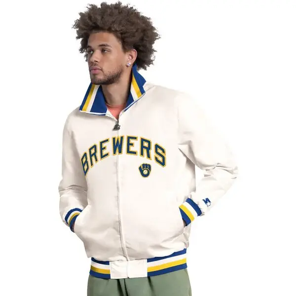 STARTER Milwaukee Brewers Cooperstown Logo Varsity Jacket