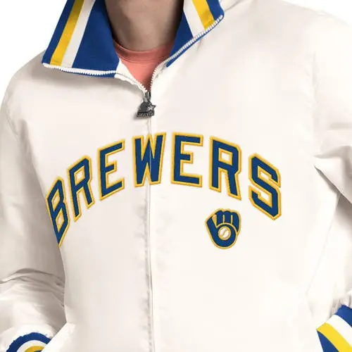 STARTER Milwaukee Brewers Cooperstown Logo Varsity Jacket