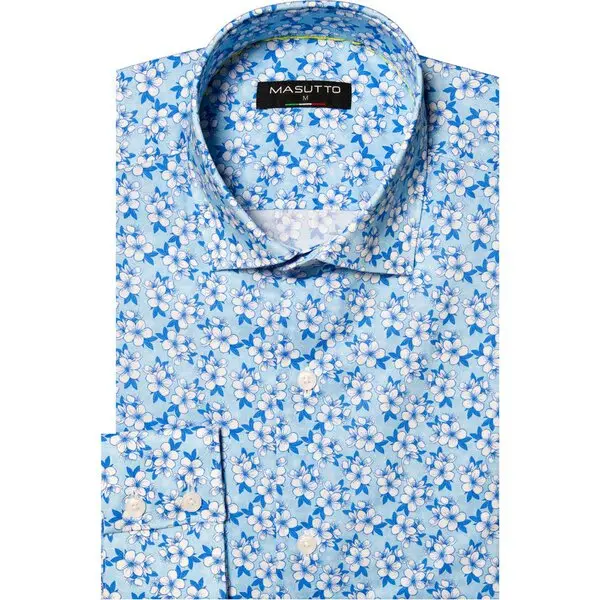 MASUTTO Nice Print Button-up Long Sleeve Shirt - Blue