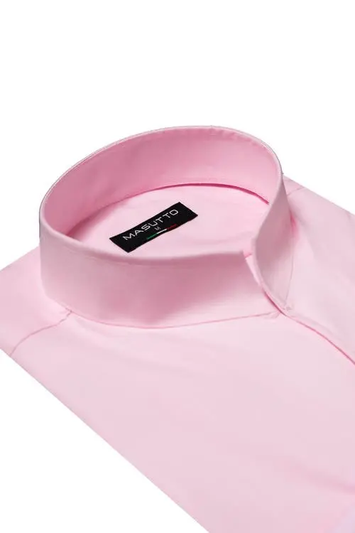 MASUTTO Sandro Stand Collar Button-up Long Sleeve Shirt - Pink