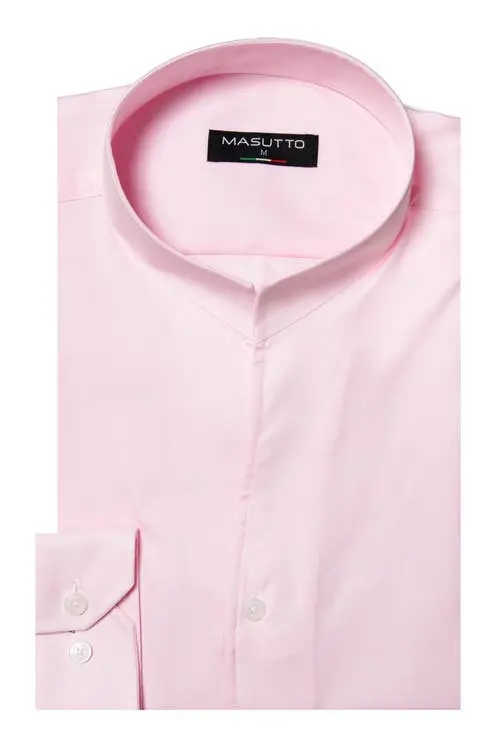 MASUTTO Sandro Stand Collar Button-up Long Sleeve Shirt