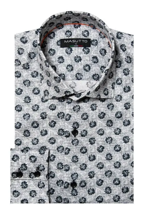 MASUTTO Fuoco Print Button-up Long Sleeve Shirt