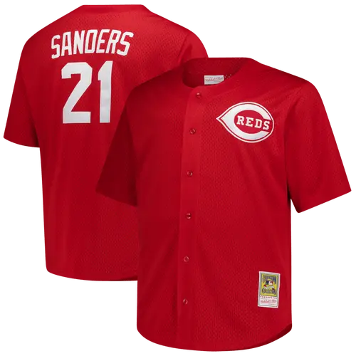 Mitchell & Ness Deion Sanders Cincinnati Reds Cooperstown Mesh Batting Practice Jersey - Red