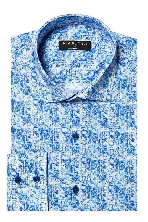MASUTTO Dublin Print Button-up Long Sleeve Shirt