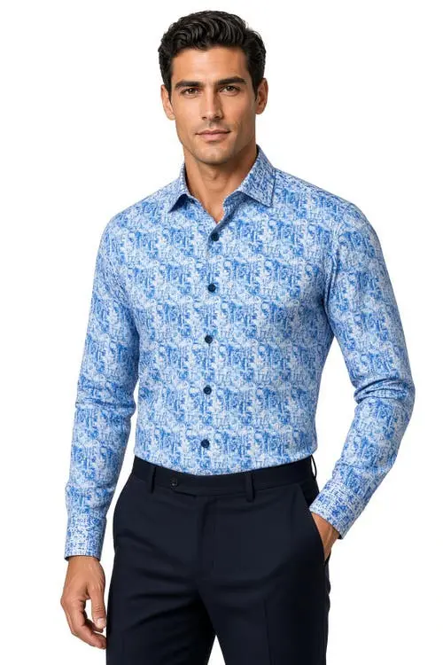 MASUTTO Dublin Print Button-up Long Sleeve Shirt