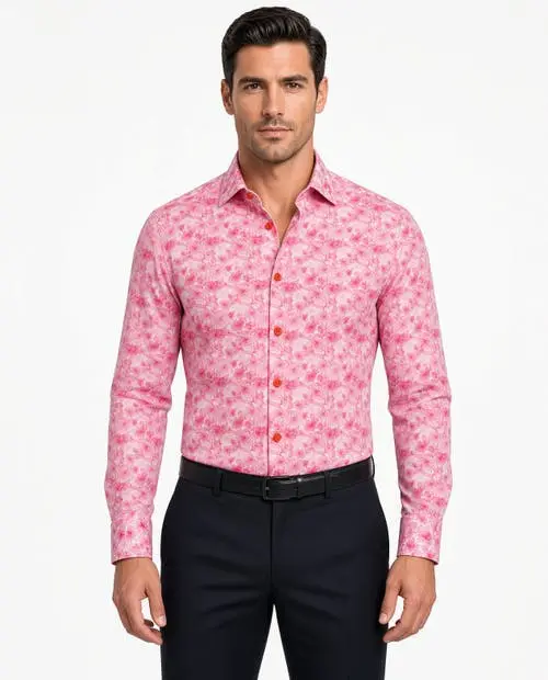 MASUTTO Riga Print Button-up Long Sleeve Shirt
