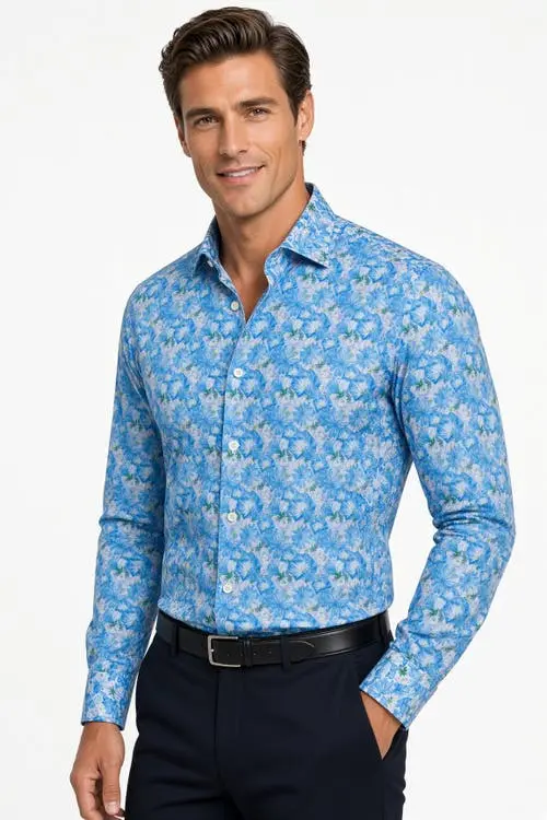 MASUTTO Perth Print Button-up Long Sleeve Shirt