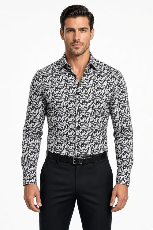 MASUTTO Tommaso Print Button-up Long Sleeve Shirt