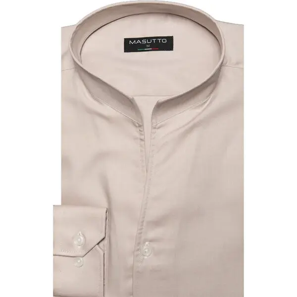MASUTTO Tonali Tulip Stand Up Collar Long Sleeve Shirt - Beige