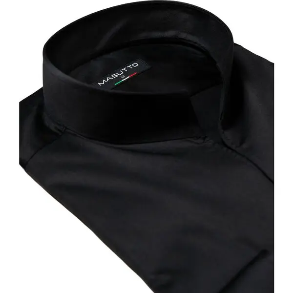MASUTTO Tonali Tulip Stand Up Collar Long Sleeve Shirt - Black