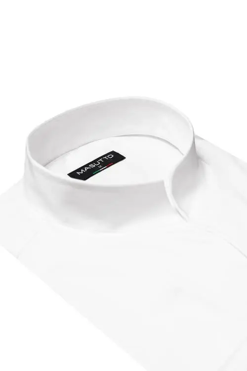 MASUTTO Tonali Tulip Stand Up Collar Long Sleeve Shirt - White