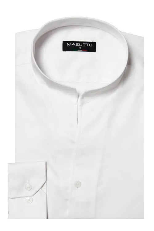 MASUTTO Tonali Tulip Stand Up Collar Long Sleeve Shirt - White