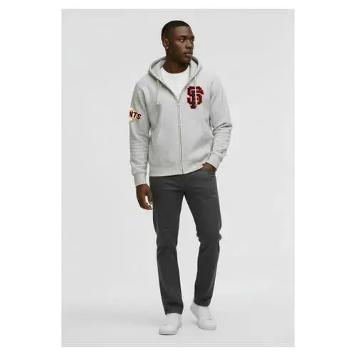 Champion San Francisco Giants Reverse Weave Chenille Full-zip Hoodie - Gray