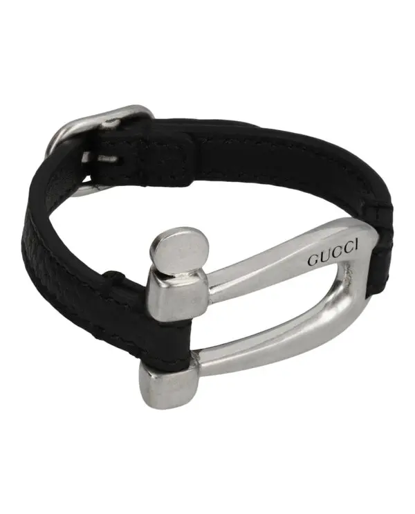 Gucci Horsebit Leather Bracelet - Silver