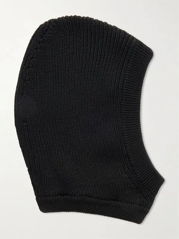 Rick Owens Ribbed Cotton Balaclava - Black
