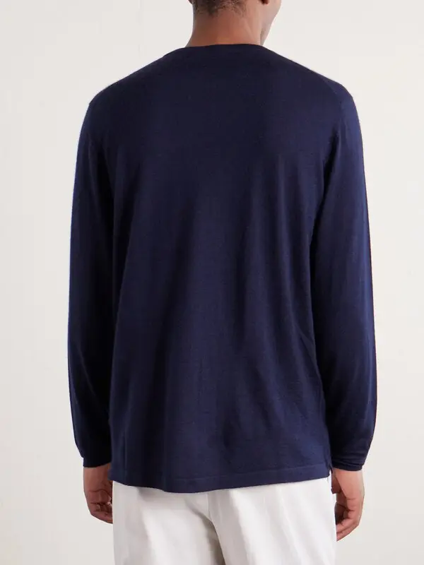 Thom Sweeney Cashmere And Silk-blend Sweater - Blue