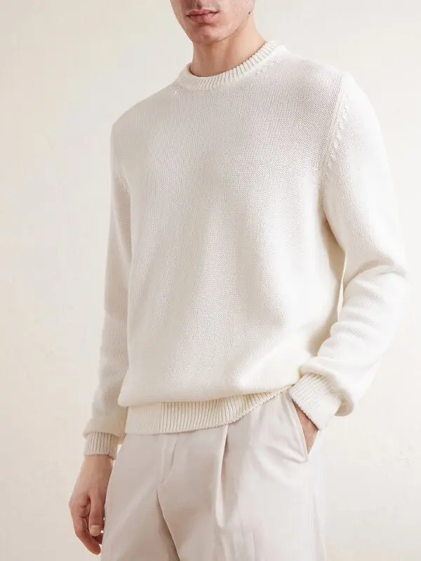 SLOWEAR Slim-fit Cotton Sweater - White