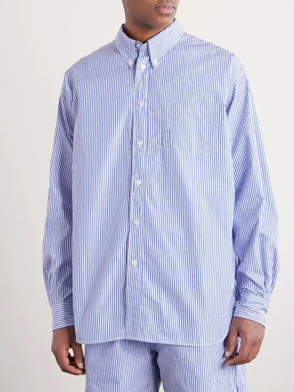 WILLY CHAVARRIA Veterano Striped Cotton-blend Shirt