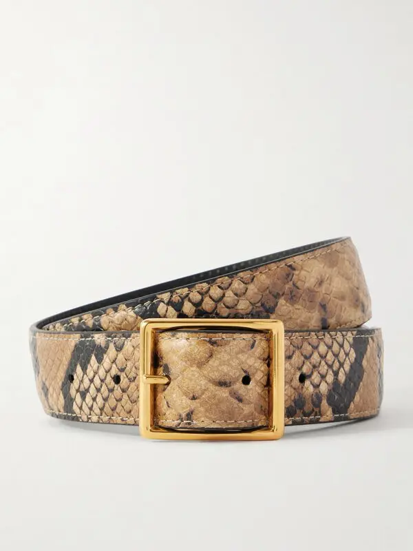 NILI LOTAN Gabriele Snake-effect Leather Belt - Animal Print